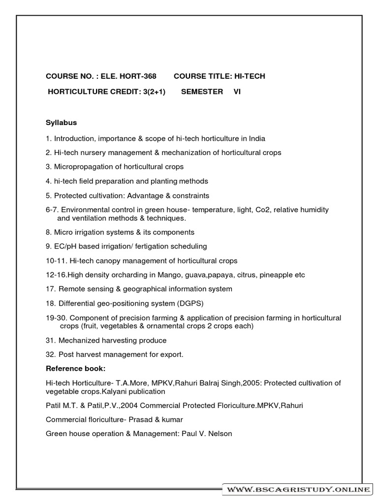 Hi-Tech Horticulture Overview and Practices | PDF | Horticulture ...