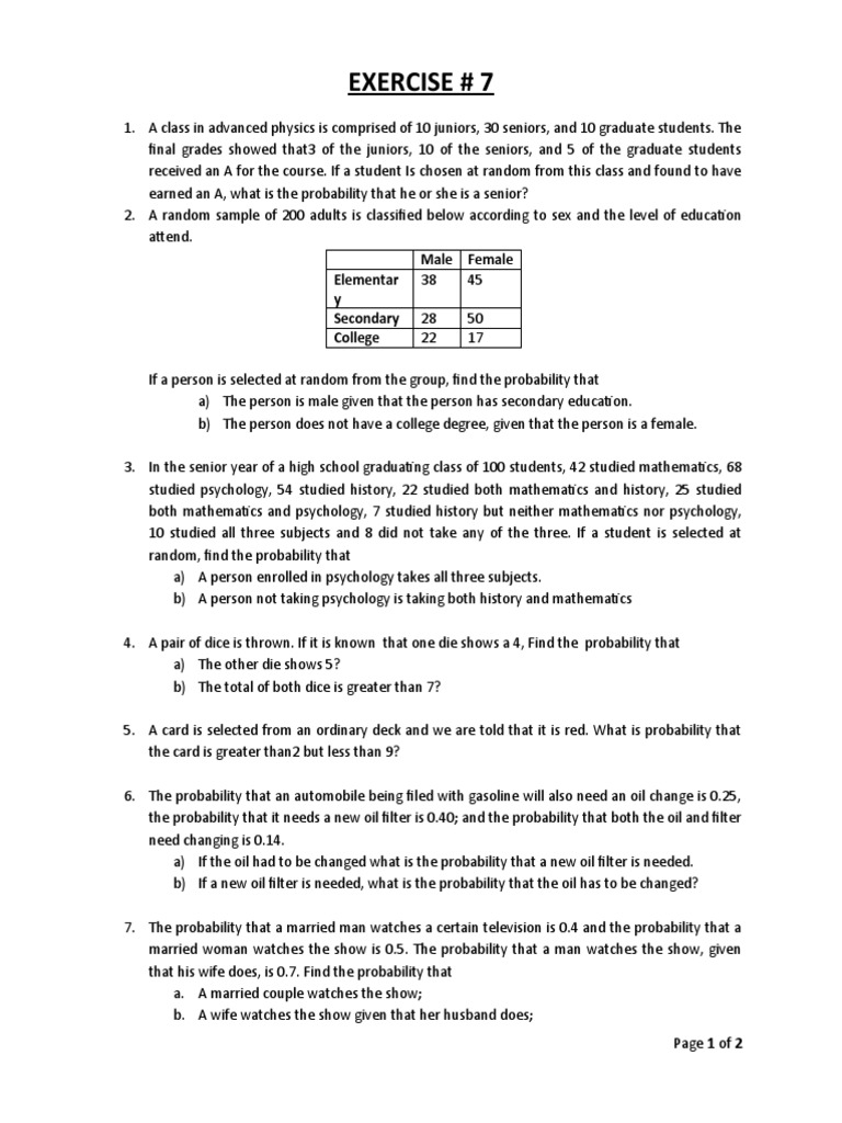 Exercise # 7 Probability Theory Statistics | PDF | Science