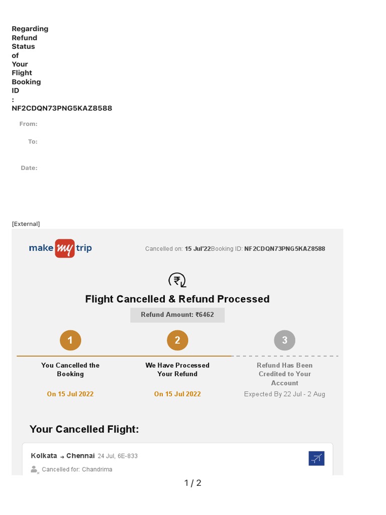 MMT Flight Cancellation Charges | PDF