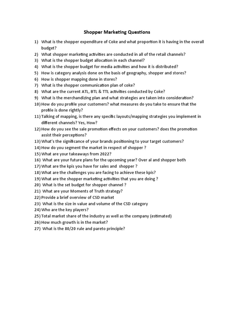 Shopper Marketing Questions | PDF | Business | Art
