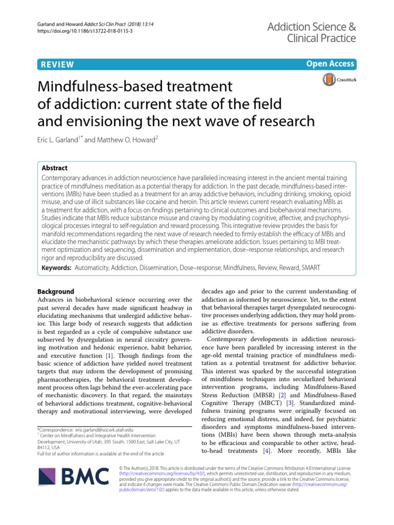 Garland&Howard, 2018 Mindfulness Addiction | PDF | Mindfulness | Reward ...