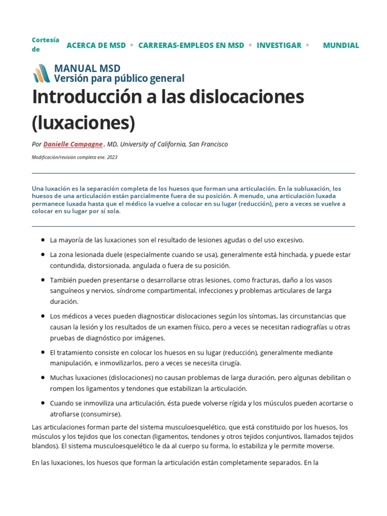 Introducción a las dislocaciones (luxaciones) - Traumatismos y ...