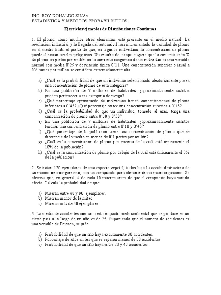 Ejercicios de Variables Aleatorias Continuas II | PDF | Probabilidad ... Ejercicios de Variables Aleatorias Continuas II | PDF | Probabilidad ...