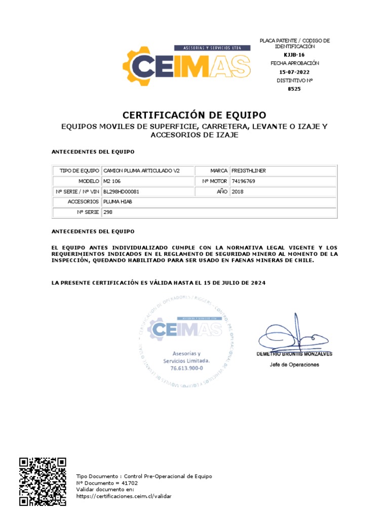 Ceim Certificación de Equipo | PDF