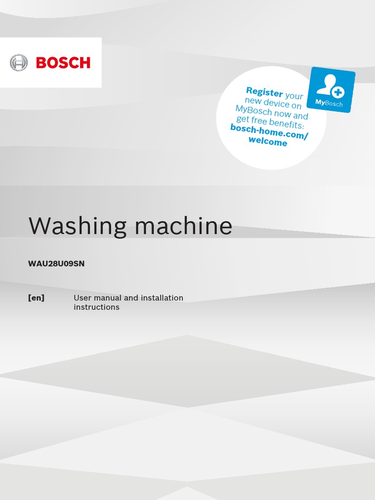 Bosch WAU28U09SN Washing Machine | PDF | Laundry | Washing Machine