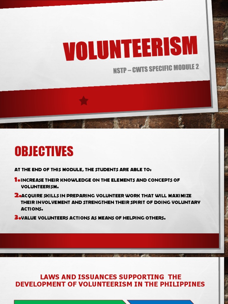 Understanding Volunteerism in NSTP Module 2 | PDF | Volunteering ...