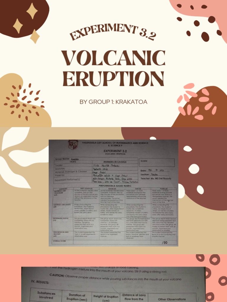 Volcanic Eruption Experiment 3.2 Group 1 | PDF