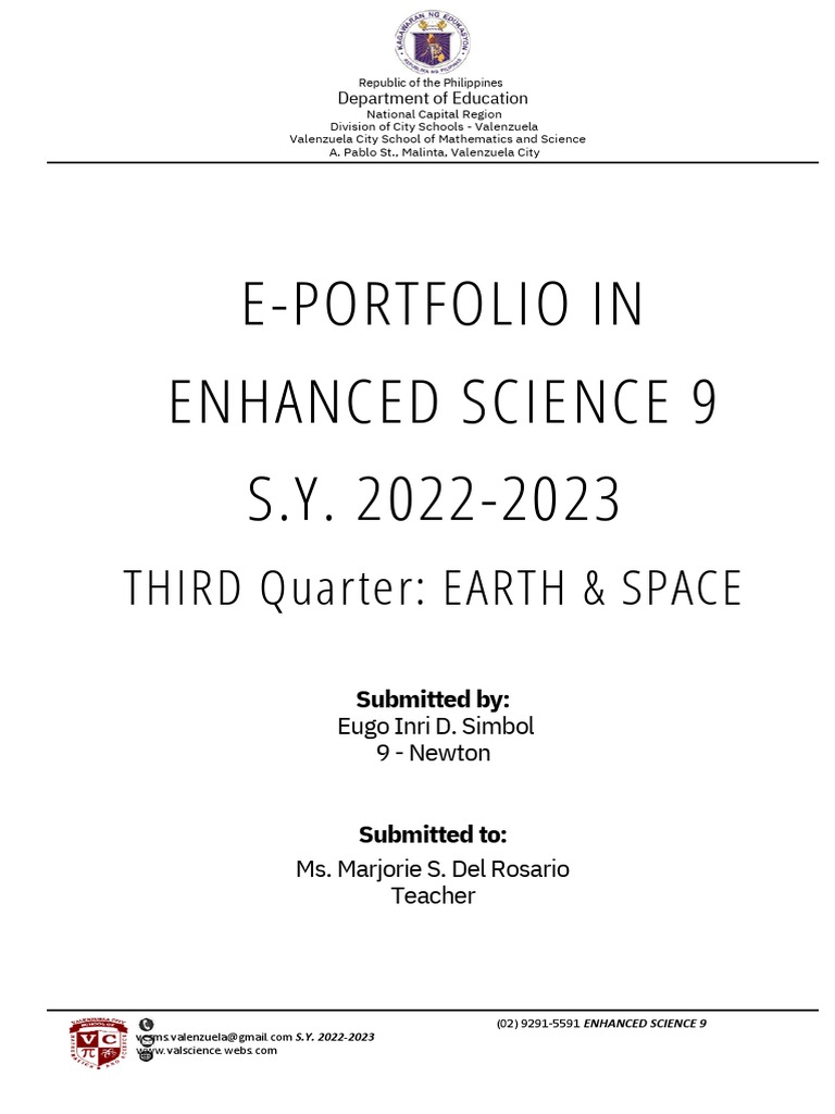 Enhanced Science 9 Portfolio: G9 | PDF | Volcano | Cognition