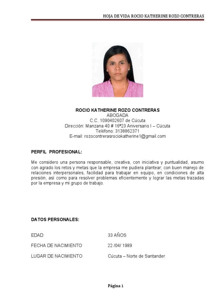 HOJA DE VIDA ROCIO ROZO.docx | PDF
