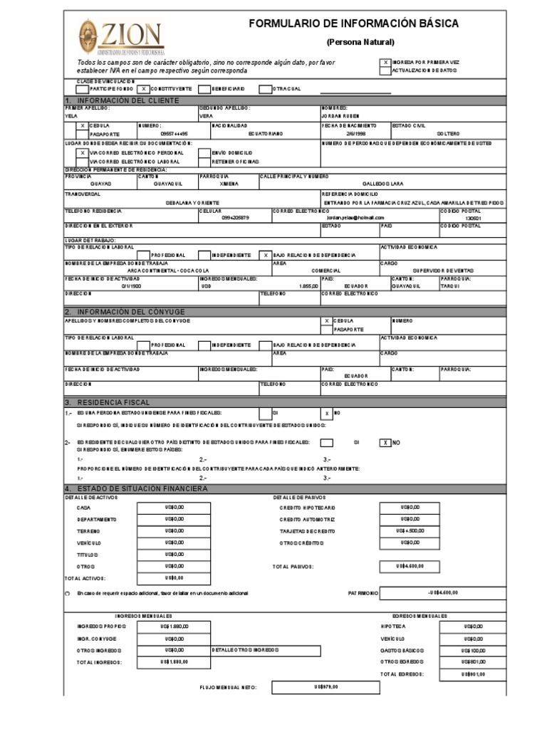 Formulario de Información Básica | PDF | Correo | Bancos