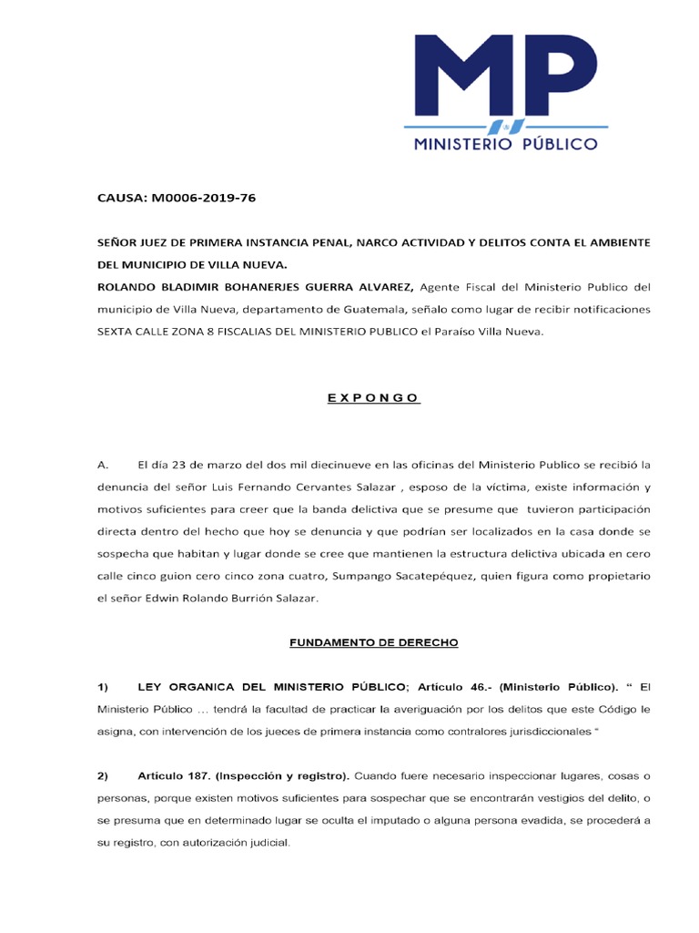 Solicitud de Allanamiento PDF | PDF