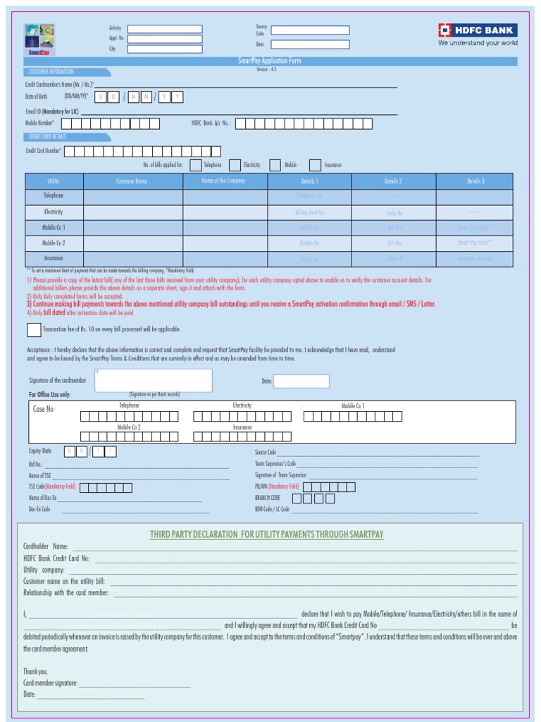 Smart Pay Appllication Form | PDF | Debits And Credits | Credit Card
