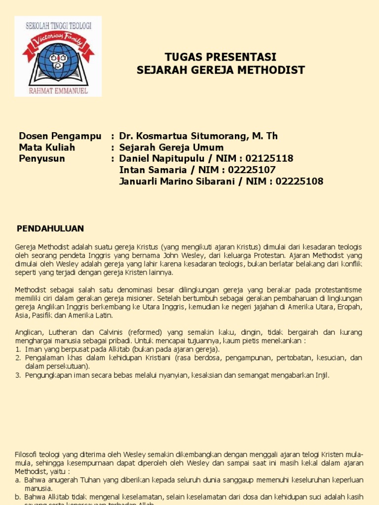 Presentasi Gereja Methodist | PDF