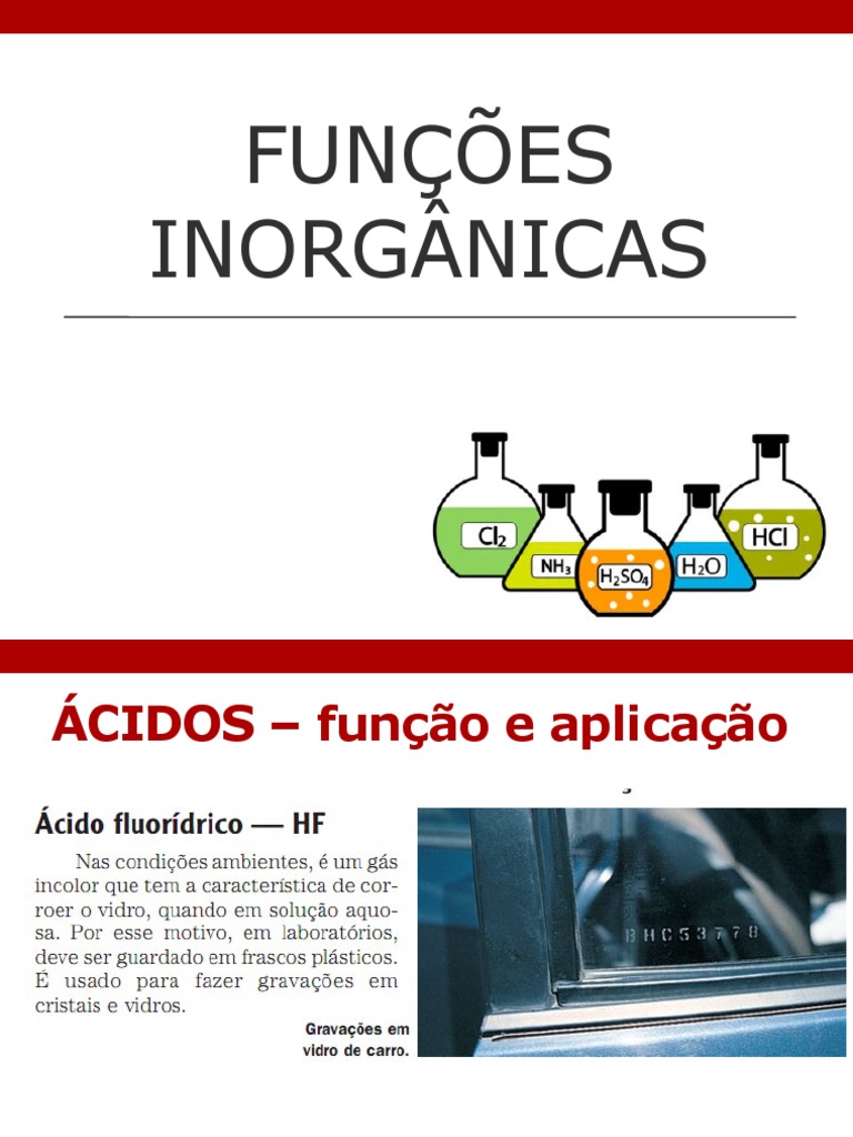 Funções inorgânicas: ácidos, bases, sais e óxidos | PDF | Sal (Química ...