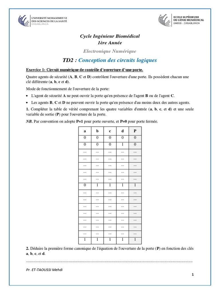 TD2 Synthèse Circuit Logique | PDF