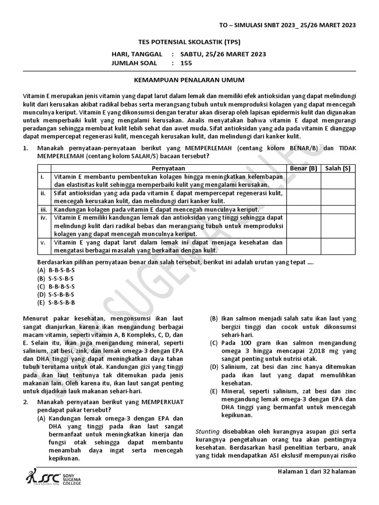 Soal SNBT 25mar23 TPS | PDF