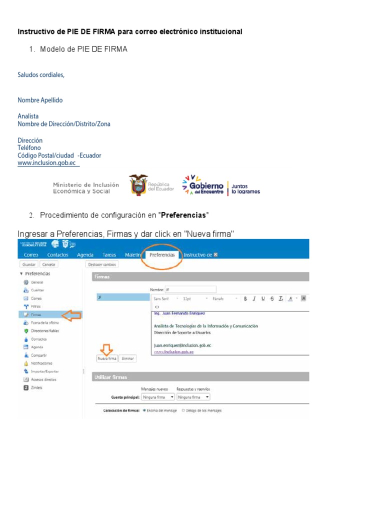 Instructivo para Pie de Firma en Email | PDF