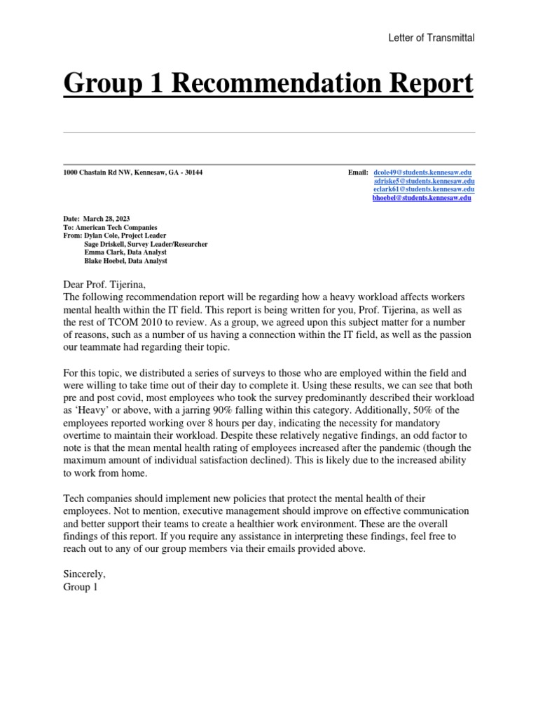 Tcom Recommendation Report Final | PDF