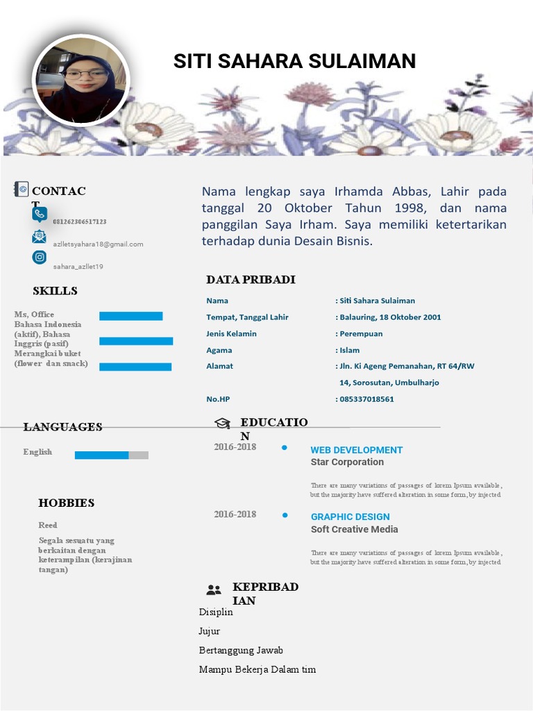 Download 15 Template CV Word Gratis Minimal Word CV | PDF