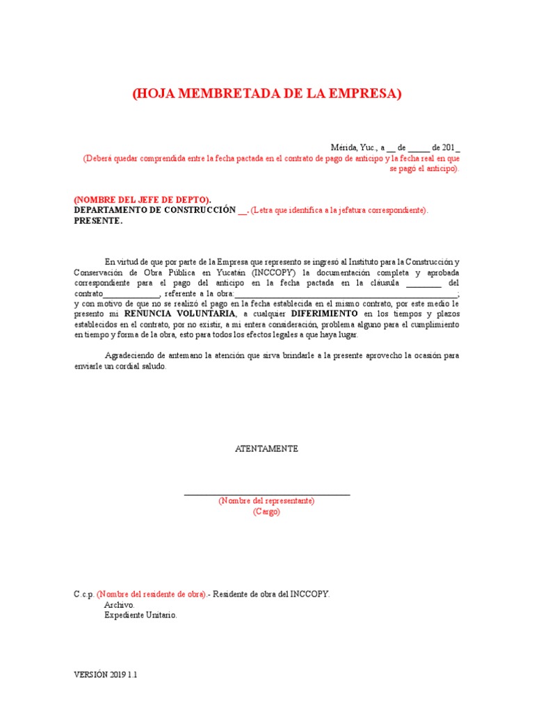 Fmto Renuncia A Diferimiento (En Su Caso) | PDF