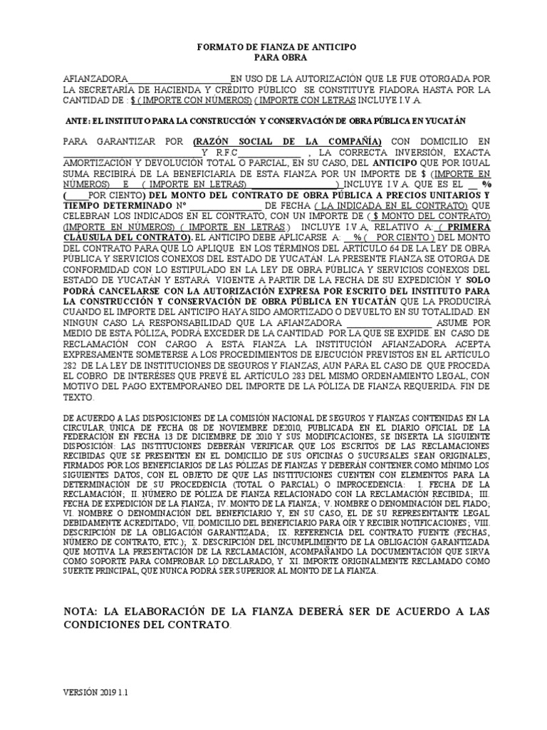 Fianza de Anticipo | PDF | Gobierno