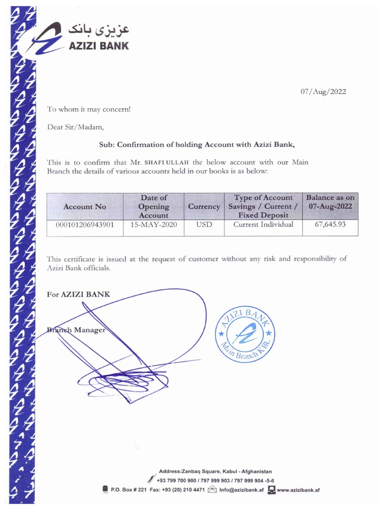 Azizi Bank Statement | PDF