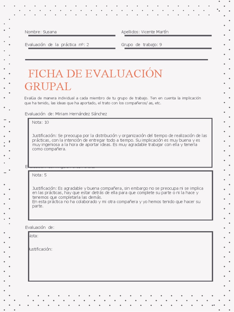 Ficha Evaluación Grupal | PDF