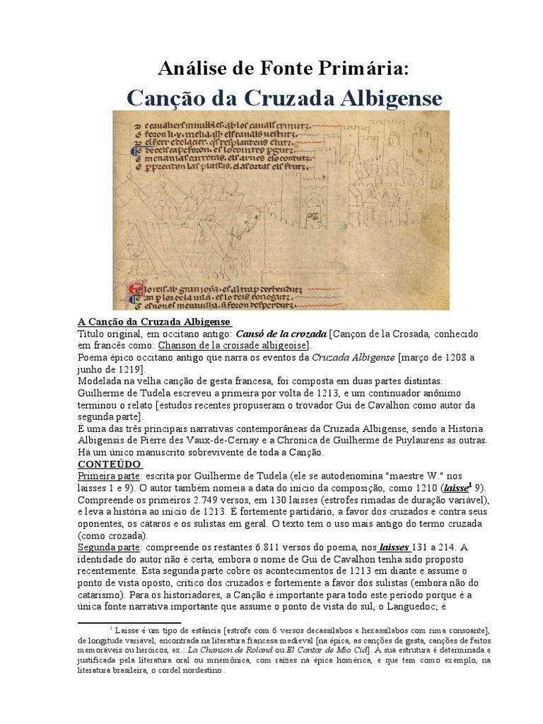 Análise de Fonte Primária | PDF | Catarismo | Cruzadas