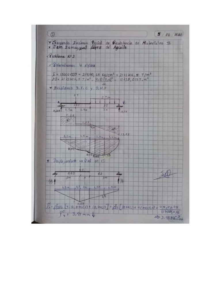 Segundo Examen Parcial de Resistencia de Materiales 2 | PDF