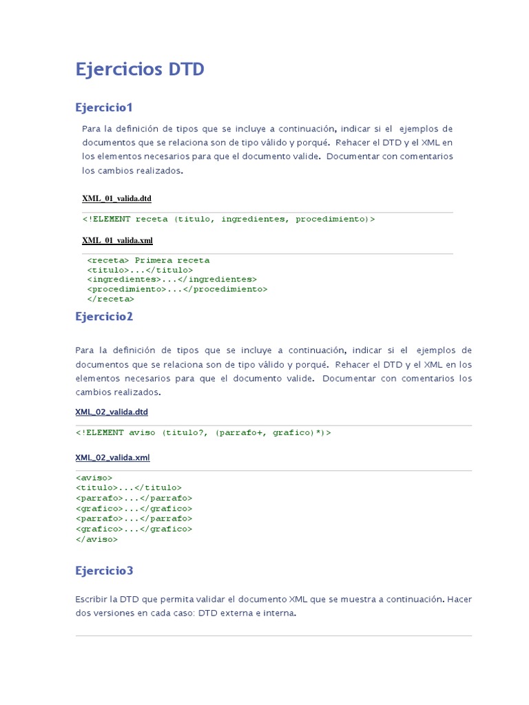 3. Ejercicios DTD | PDF | Xml | Formatos de archivo de computadora