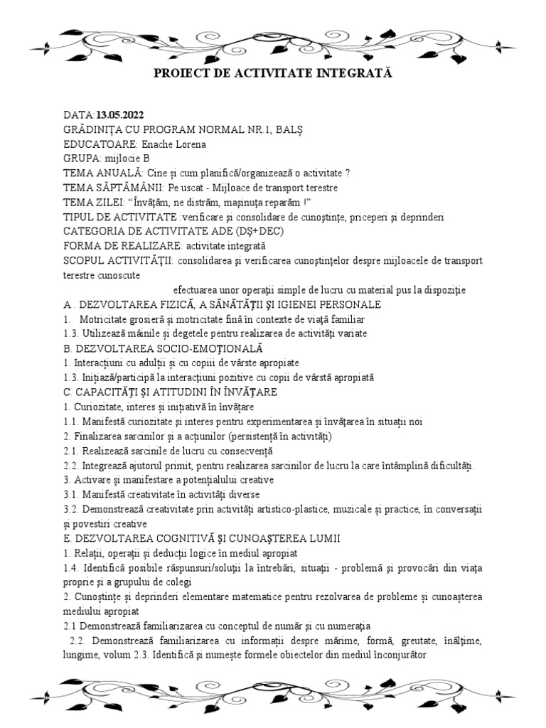 65 Proiect de Activitate Integrata | PDF