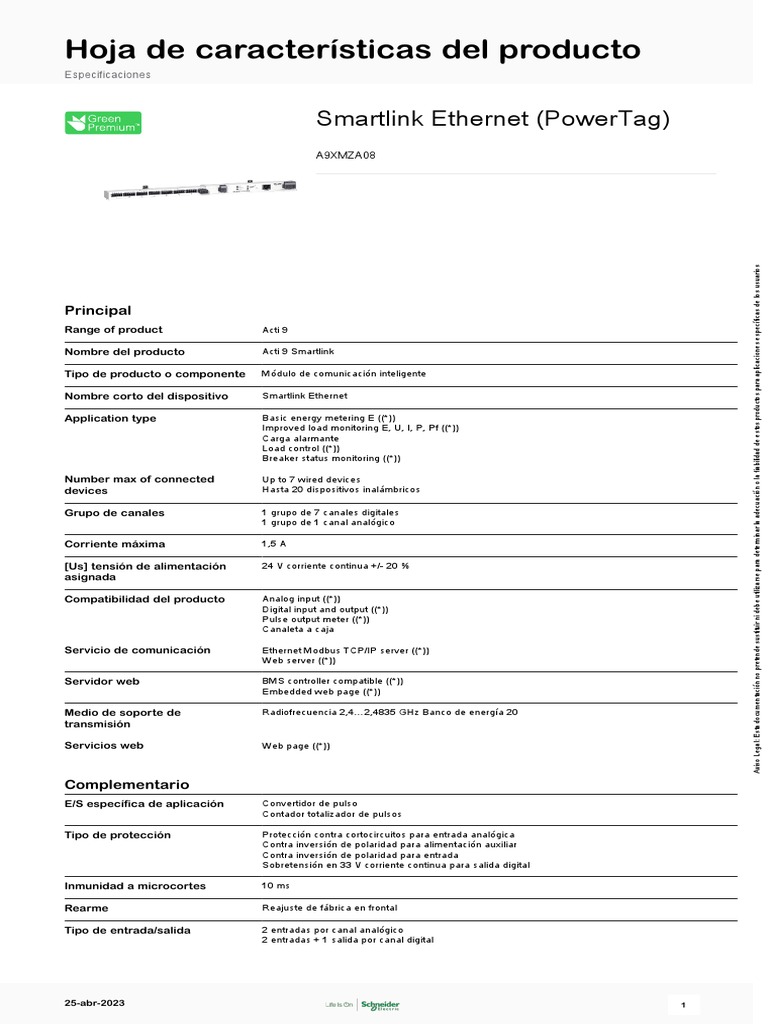 Acti 9 Smartlink SI B - A9XMZA08 | PDF | Diodo emisor de luz | Ingenieria Eléctrica