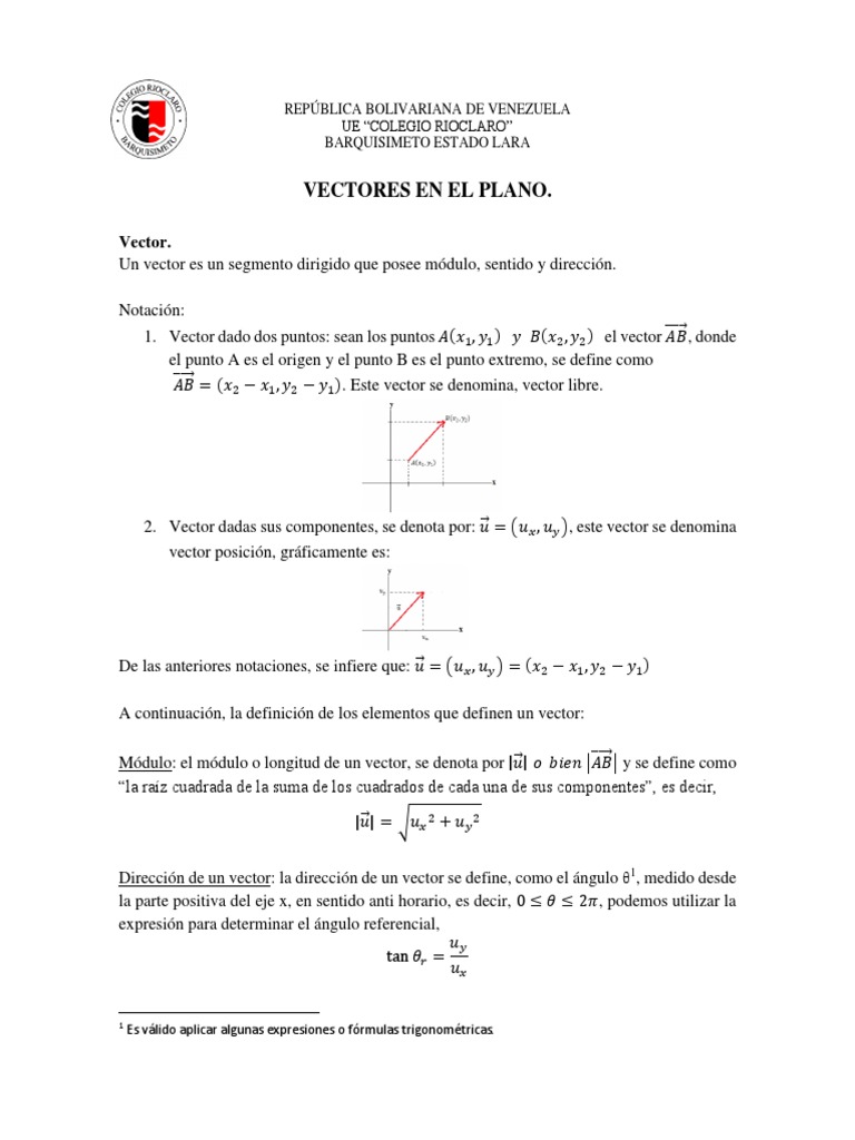 Vectores en El Plano. | Descargar gratis PDF | Vector Euclidiano | Geometria plana)