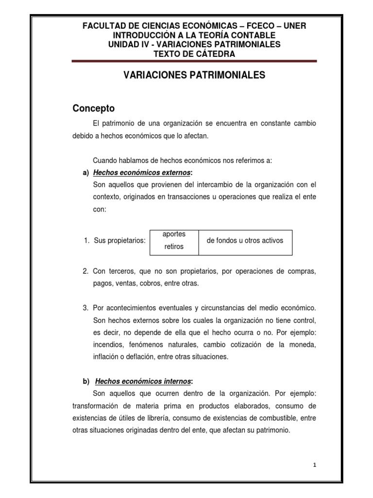 ITC - UNIDAD IV - Teoría de Variaciones Patrimoniales | PDF ...