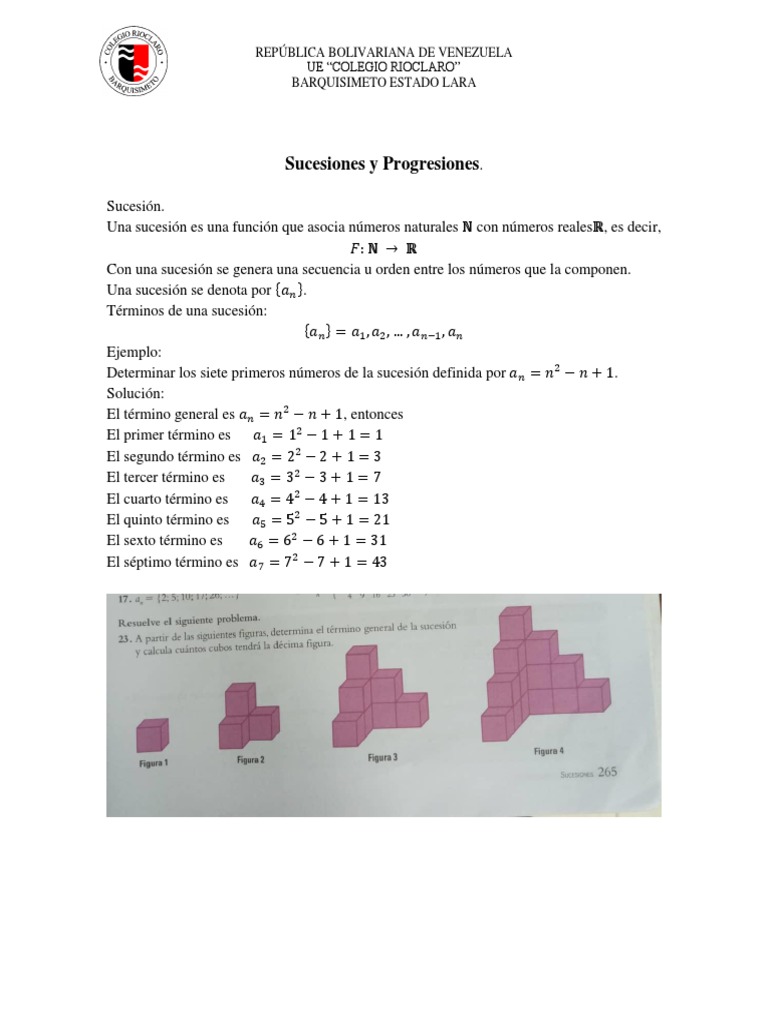 Sucesiones y Progresiones | PDF | Secuencia | Estructuras matemáticas