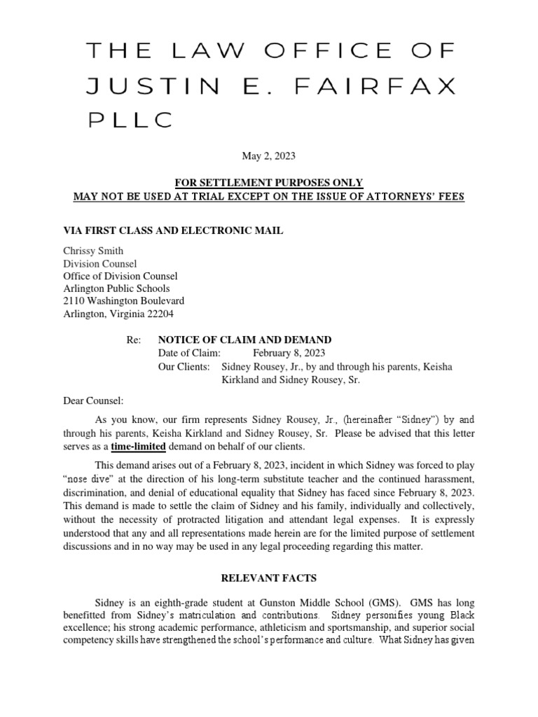 Demand Letter To APS - Attorneys For Sidney Rousey, Jr. | PDF ...