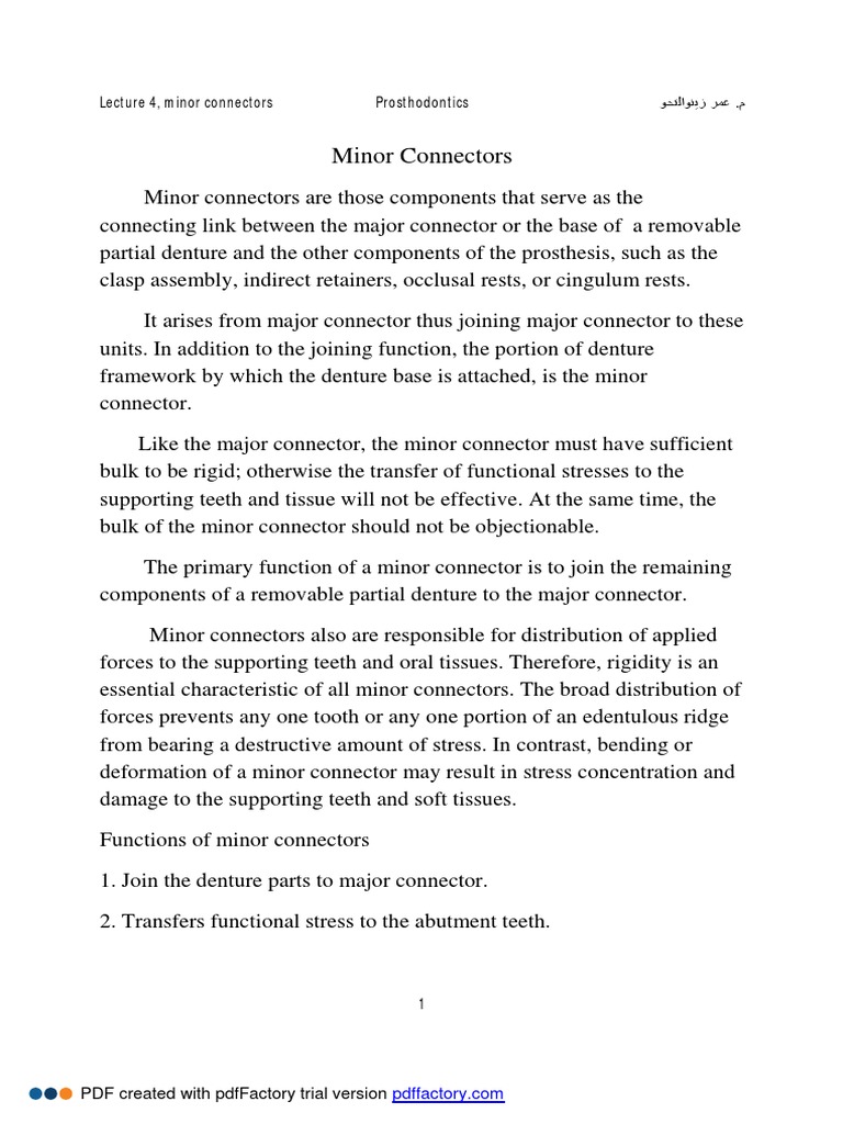 Minor Connector PDF | PDF | Dentures | Dentistry Branches