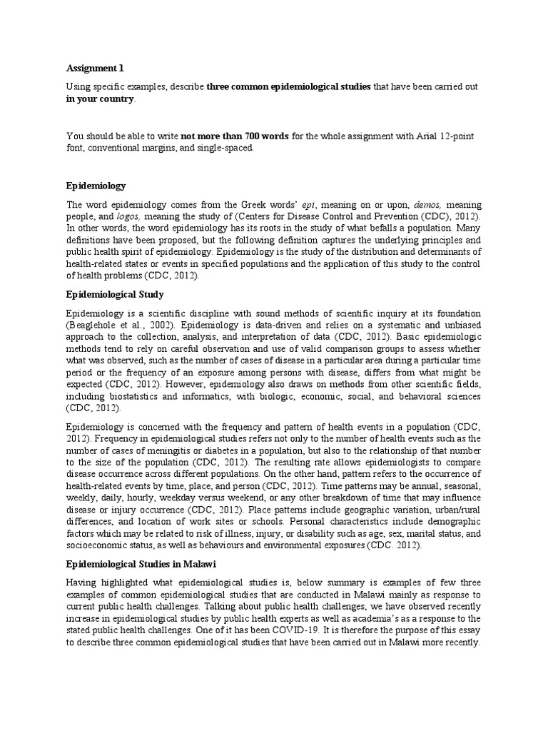 Assignment 1 | PDF | Epidemiology | Public Health