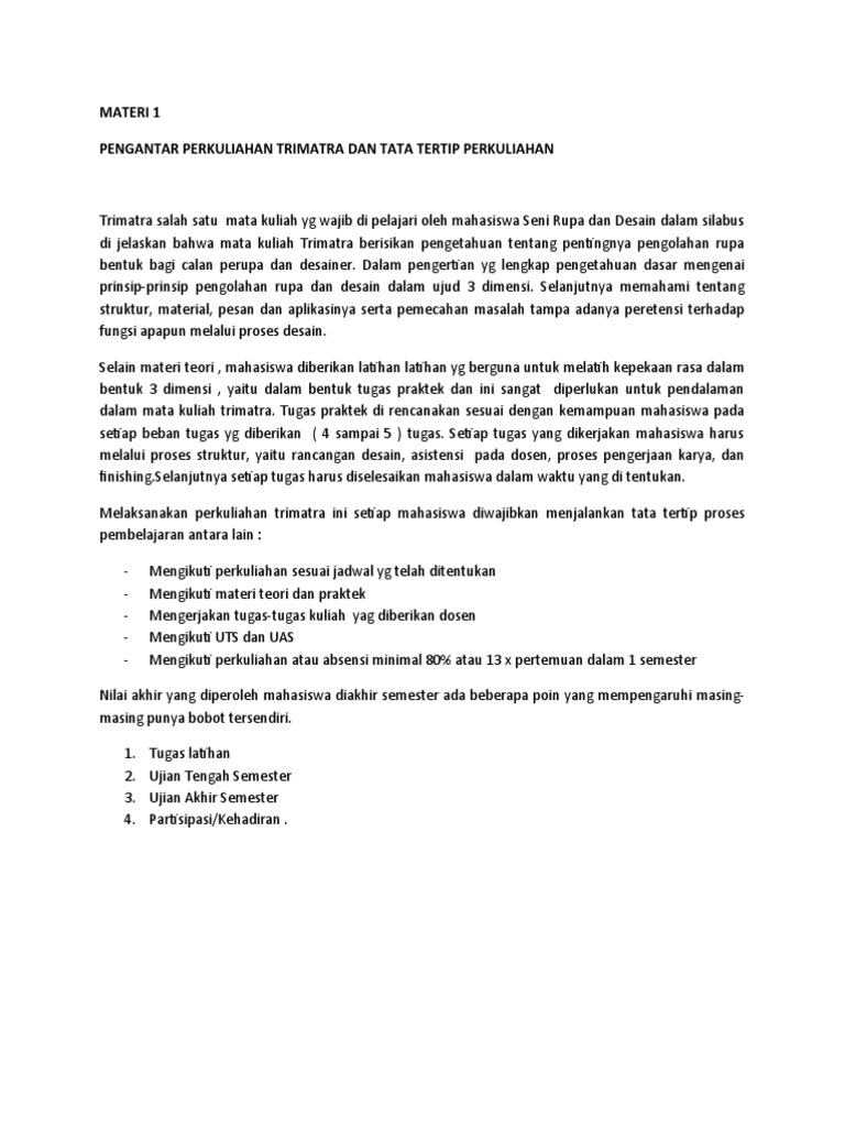 Tugas I Trimatra | PDF | Metode & Bahan Ajar | Seni
