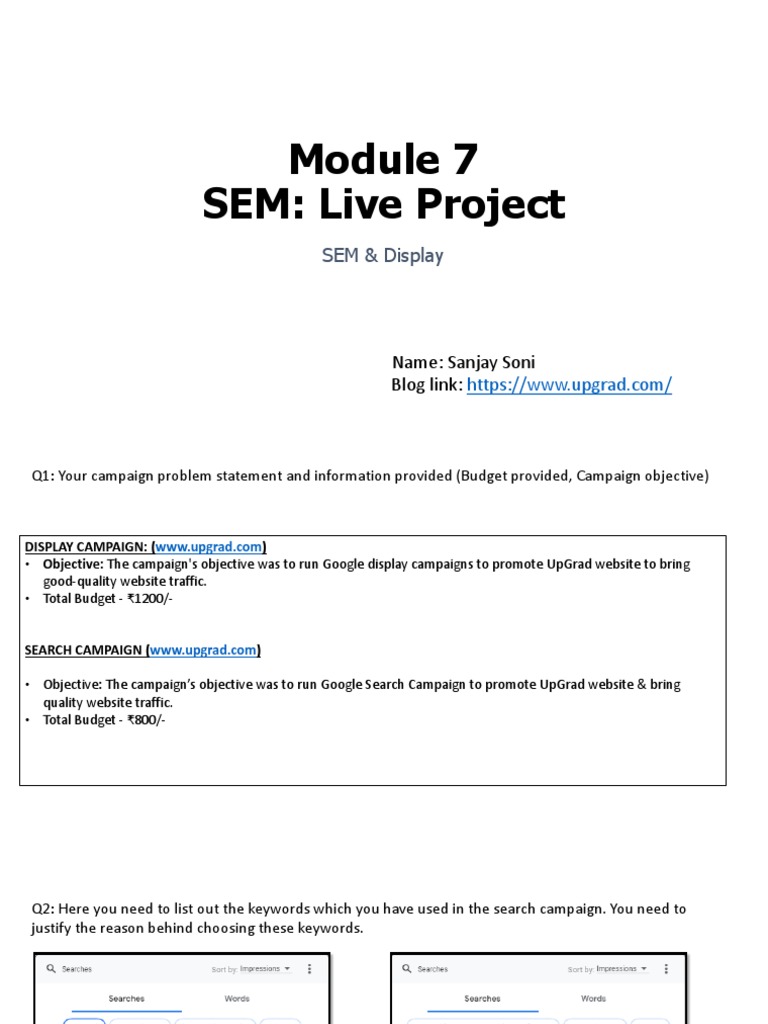SEM Campaign Analysis for UpGrad | PDF | Search Engine Optimization ...