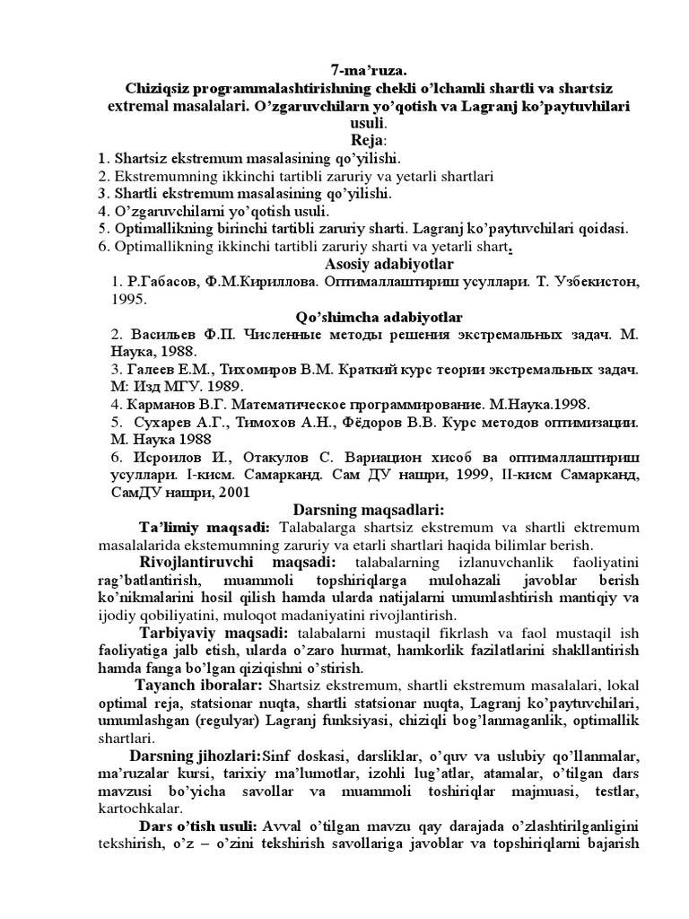 7-MAVZU (Ma'ruza) | PDF