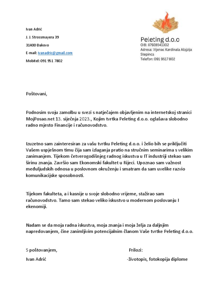 zamolba za posao1g | PDF