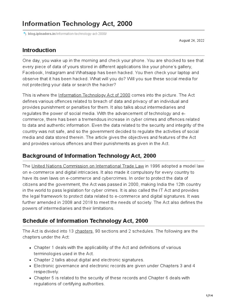 Blog - Ipleaders.in-Information Technology Act 2000 | PDF | Justice | Crime & Violence