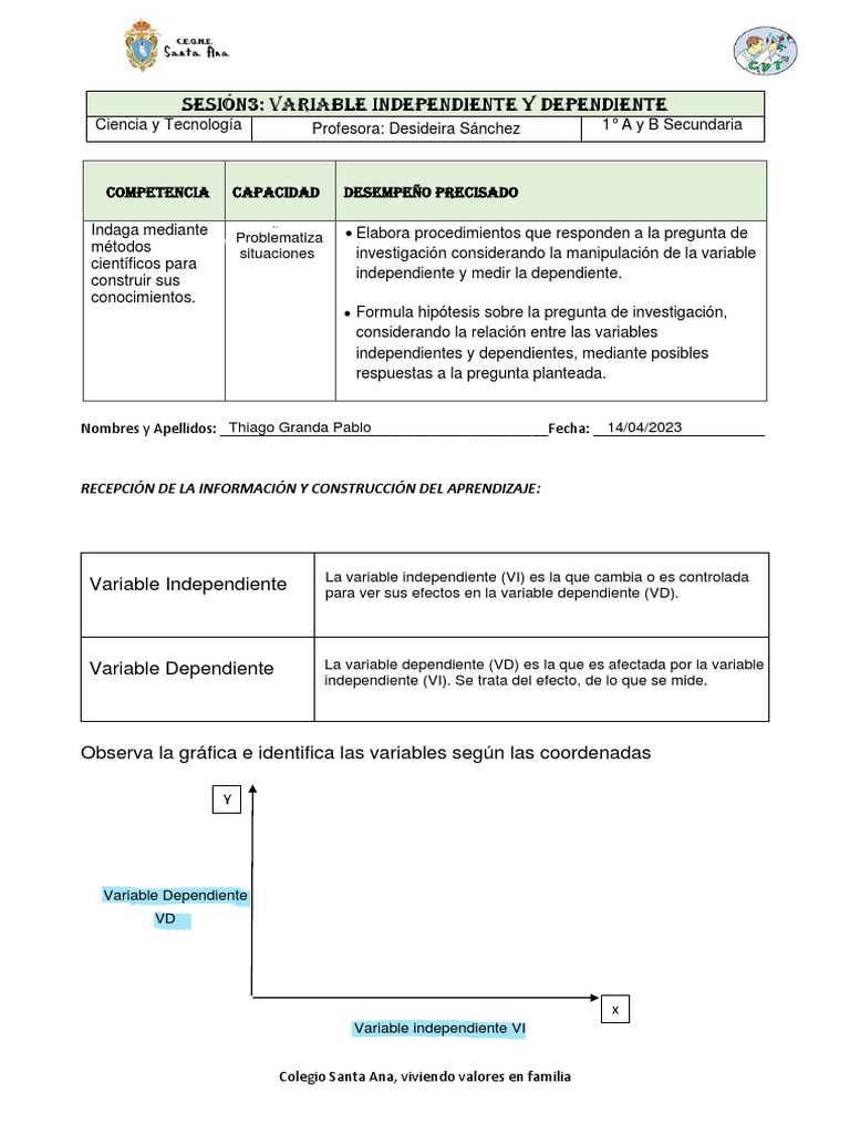 Sesión 3. Variables, Variable Independiente y Dependiente - Completado ...