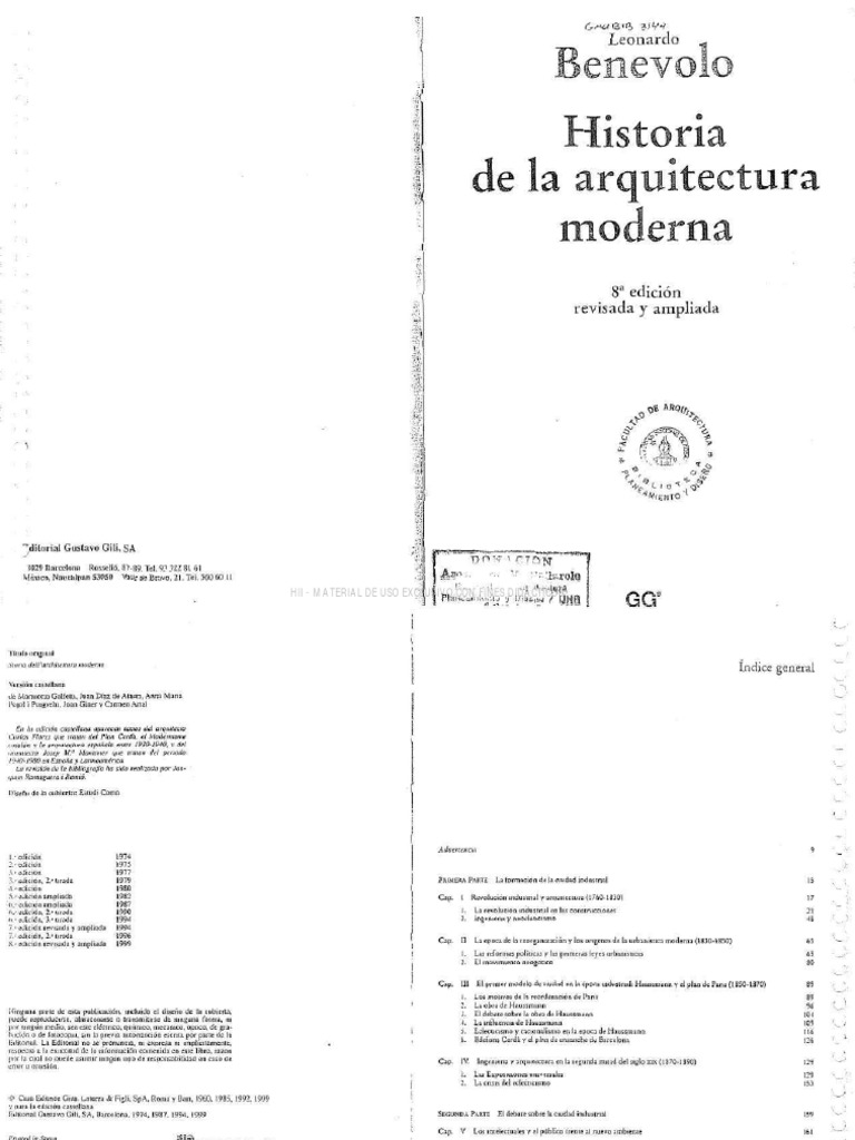 BENEVOLO - Historia de La Arquitectura Moderna - Cap. II, V, VIII PDF | PDF