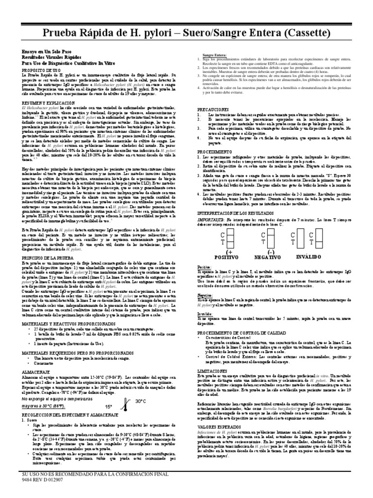H.pylori Inserto | PDF | Anticuerpo | Elisa