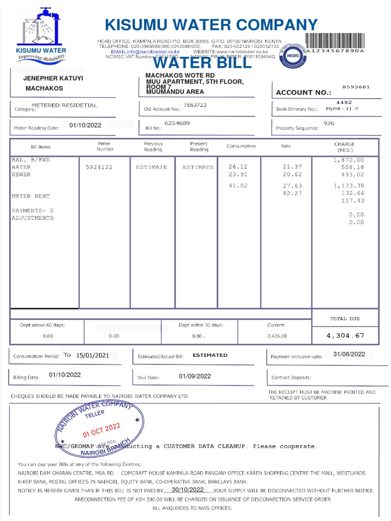 Katuyi Water Bill Statement PDF | PDF