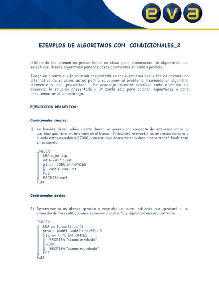 EJEMPLOS 02 Algoritmos Con CONDICIONALES | PDF