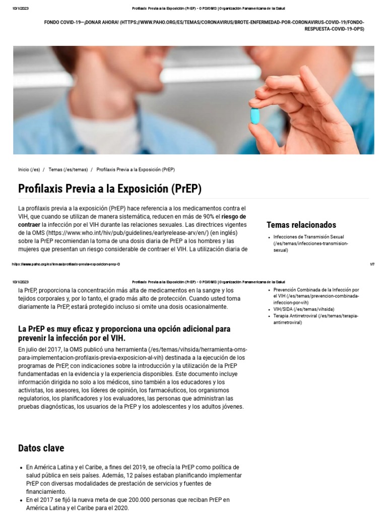 Profilaxis Previa A La Exposición (PrEP) - OPS - OMS - Organización ...