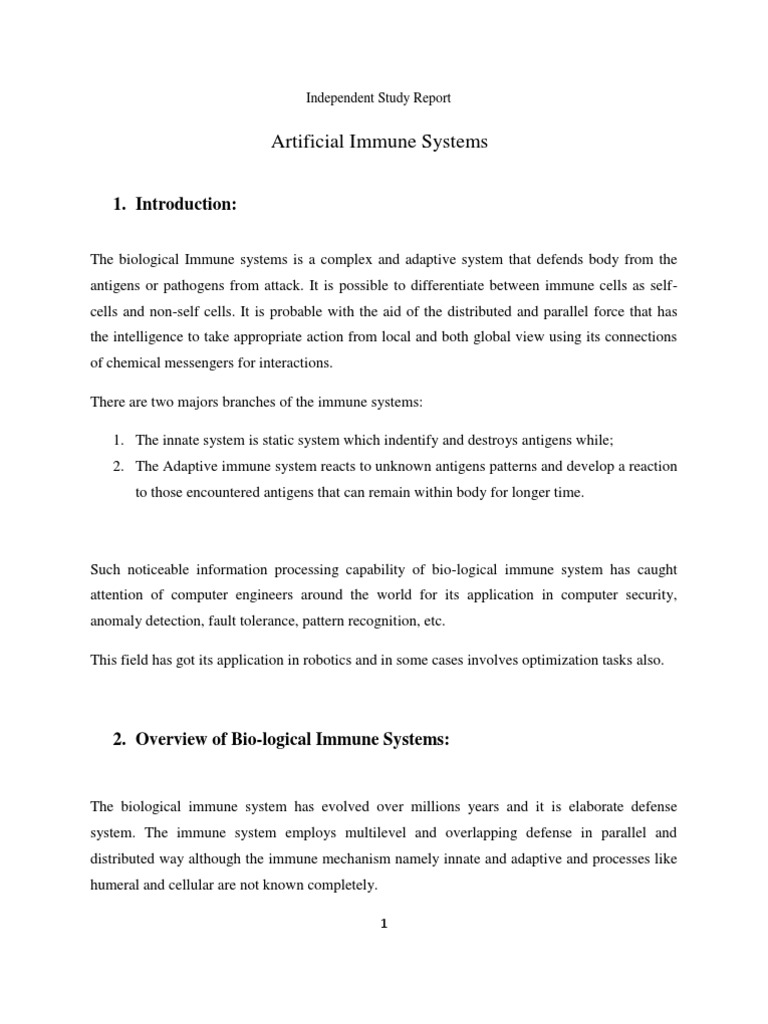 Independent Study Report # 1 | PDF | Immune System | Adaptive Immune System